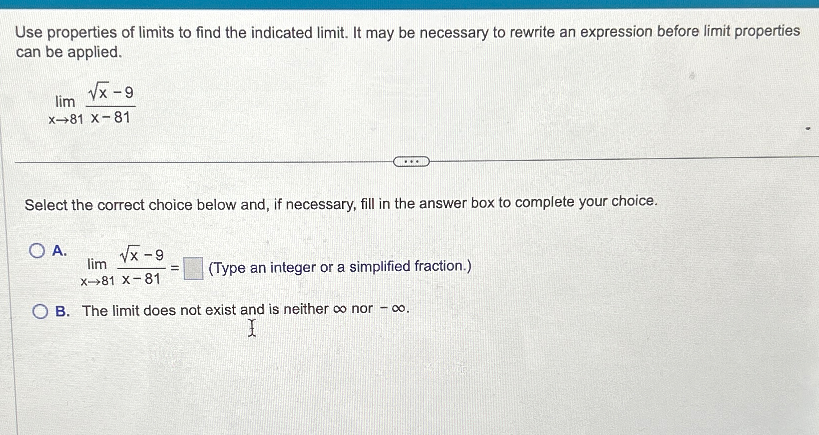 Solved Use properties of limits to find the indicated limit. | Chegg.com