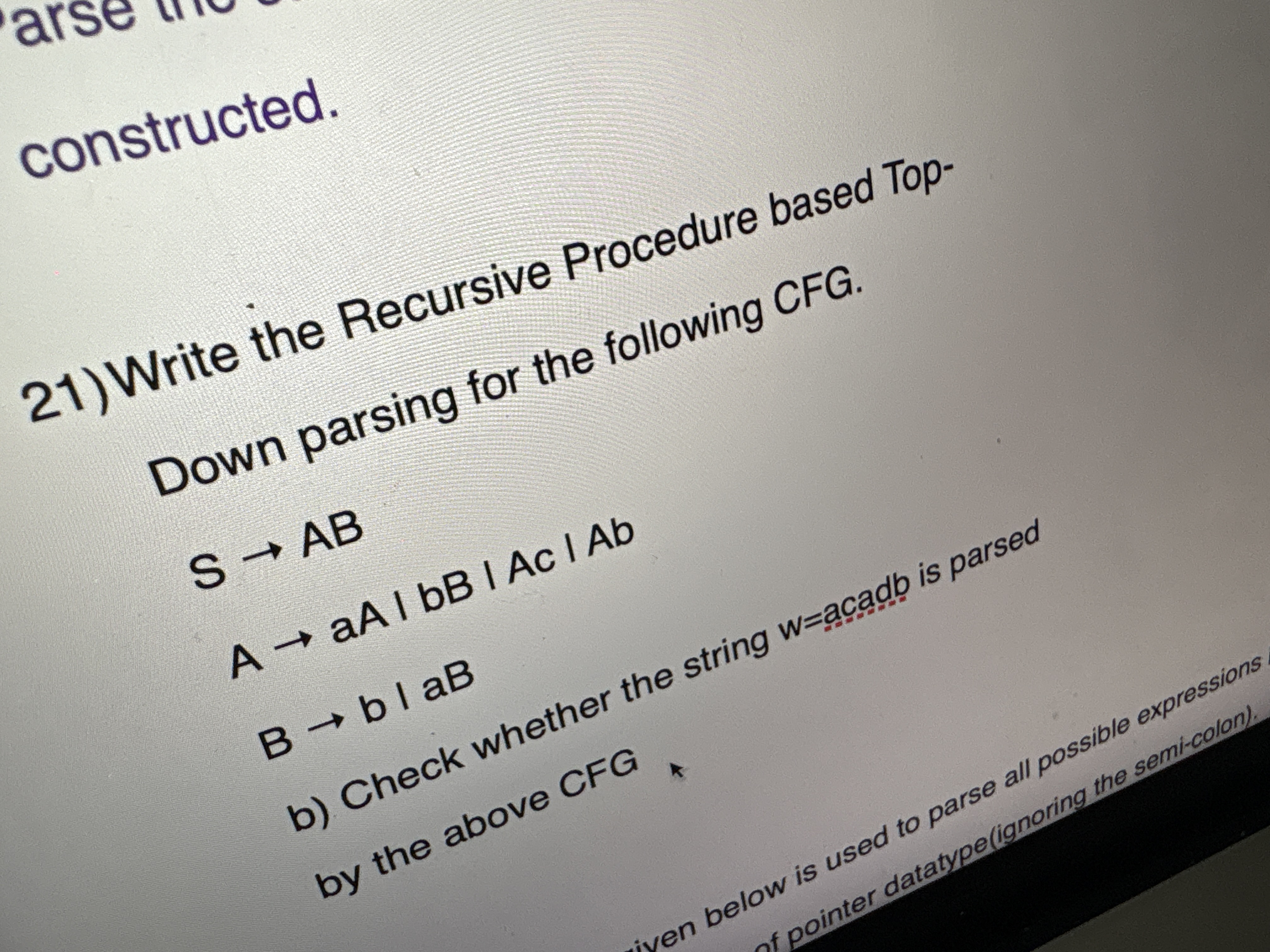 Solved Write the Recursive Procedure based TopDown parsing | Chegg.com