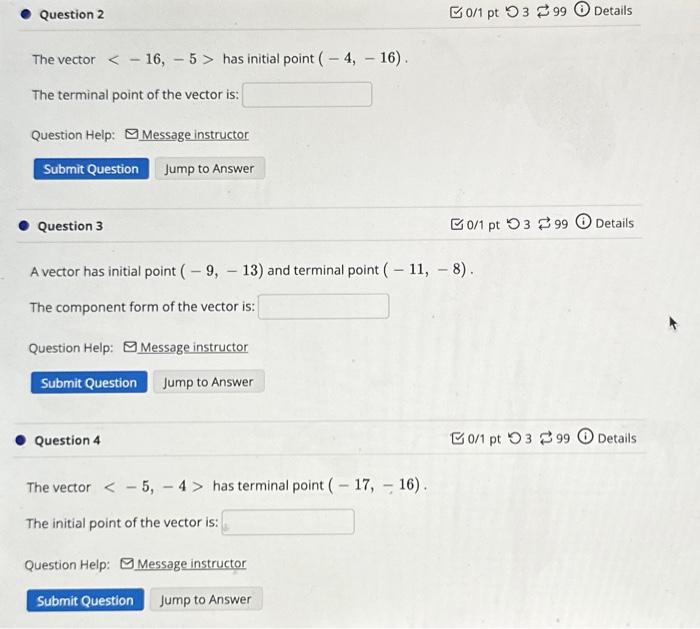 Solved The vector −16,−5 has initial point (−4,−16). The | Chegg.com
