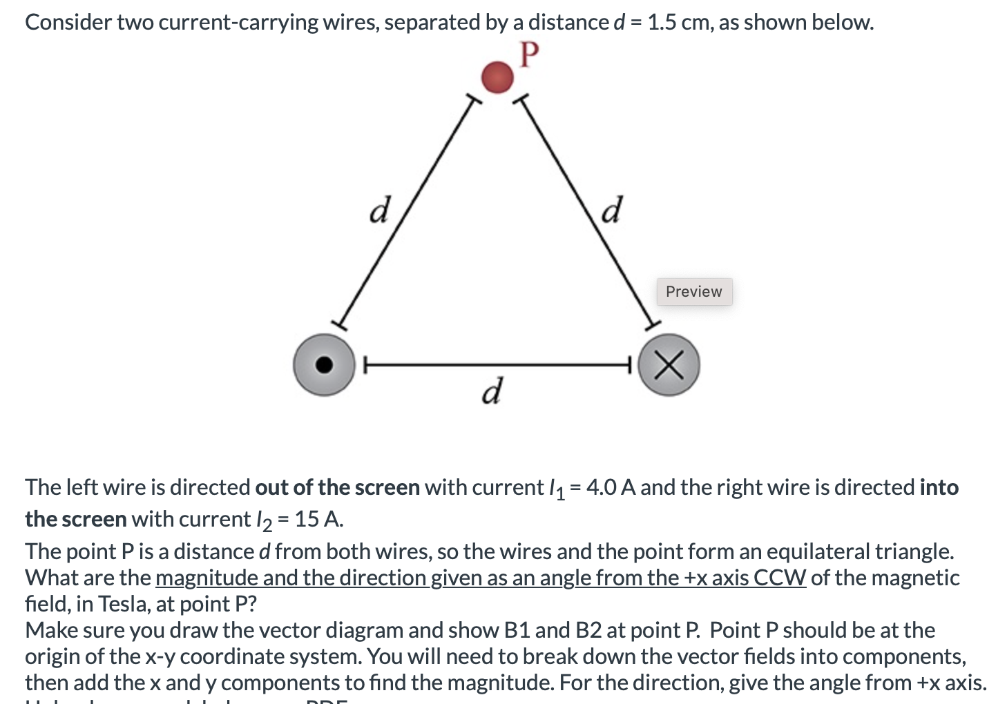 Solved Consider two current-carrying wires, separated by a | Chegg.com