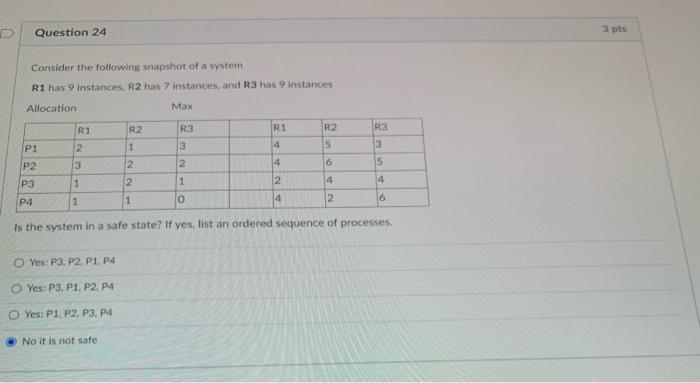 Solved Consider the following snapshot of a systemR1 has 9 | Chegg.com