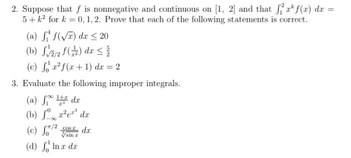 Solved 2. Suppose that f is nonnegative and continuous on | Chegg.com