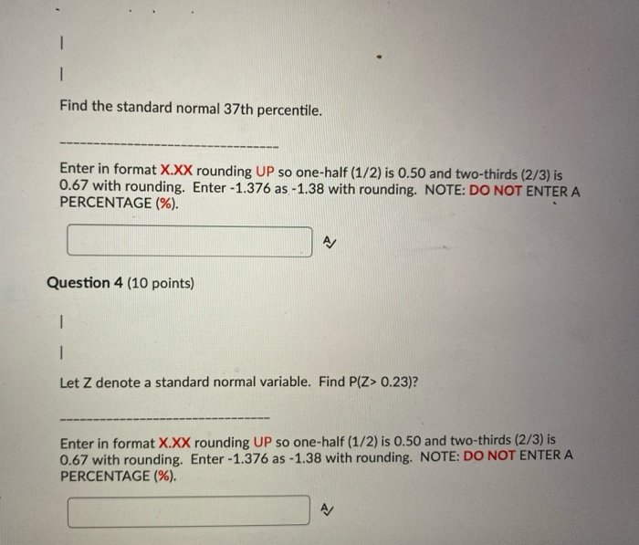Solved 1 Find the standard normal 85th percentile. Enter in | Chegg.com