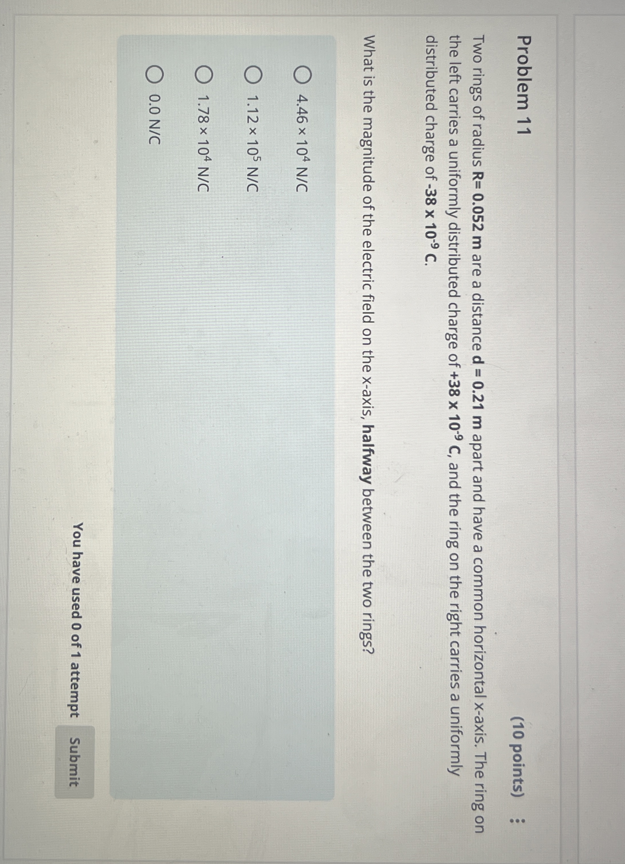 Solved Problem 11(10 ﻿points) ﻿vdotsTwo rings of radius | Chegg.com