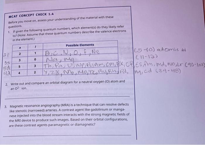 Solved MCAT CONCEPT CHECK 1.4 Before you move on, assess | Chegg.com