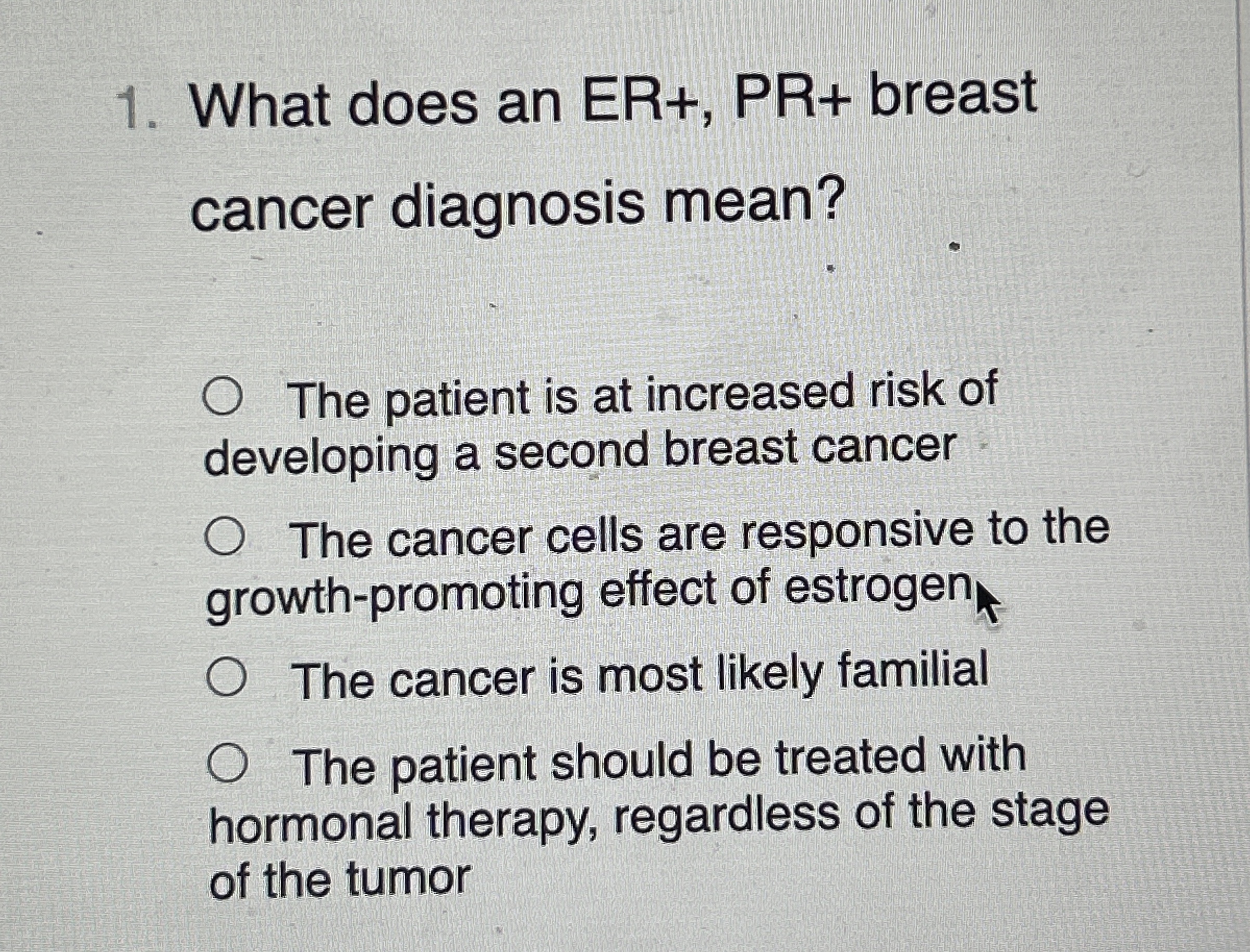 Solved What does an ER+, ﻿PR+ ﻿breast cancer diagnosis | Chegg.com