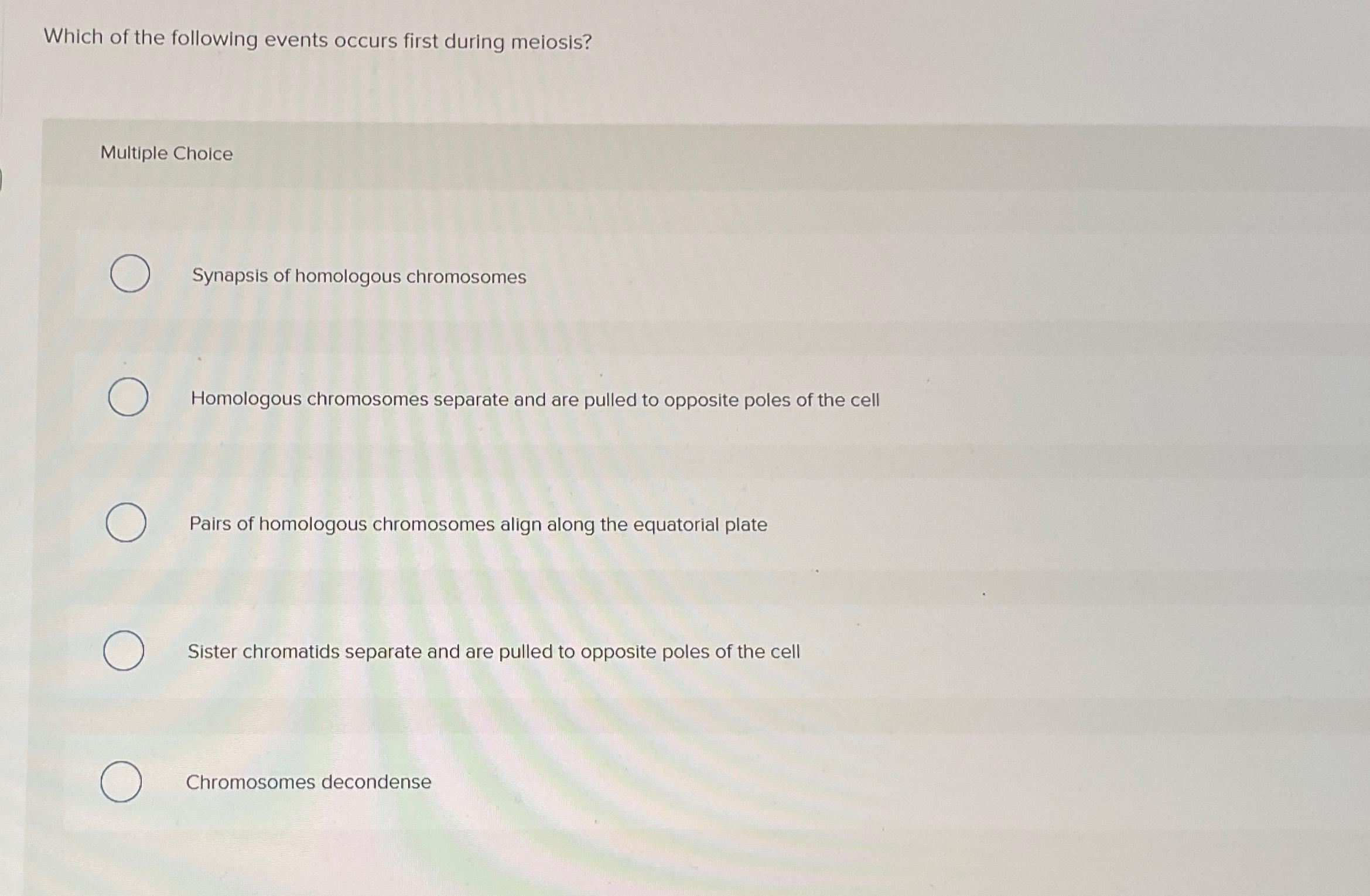 Solved Which of the following events occurs first during | Chegg.com