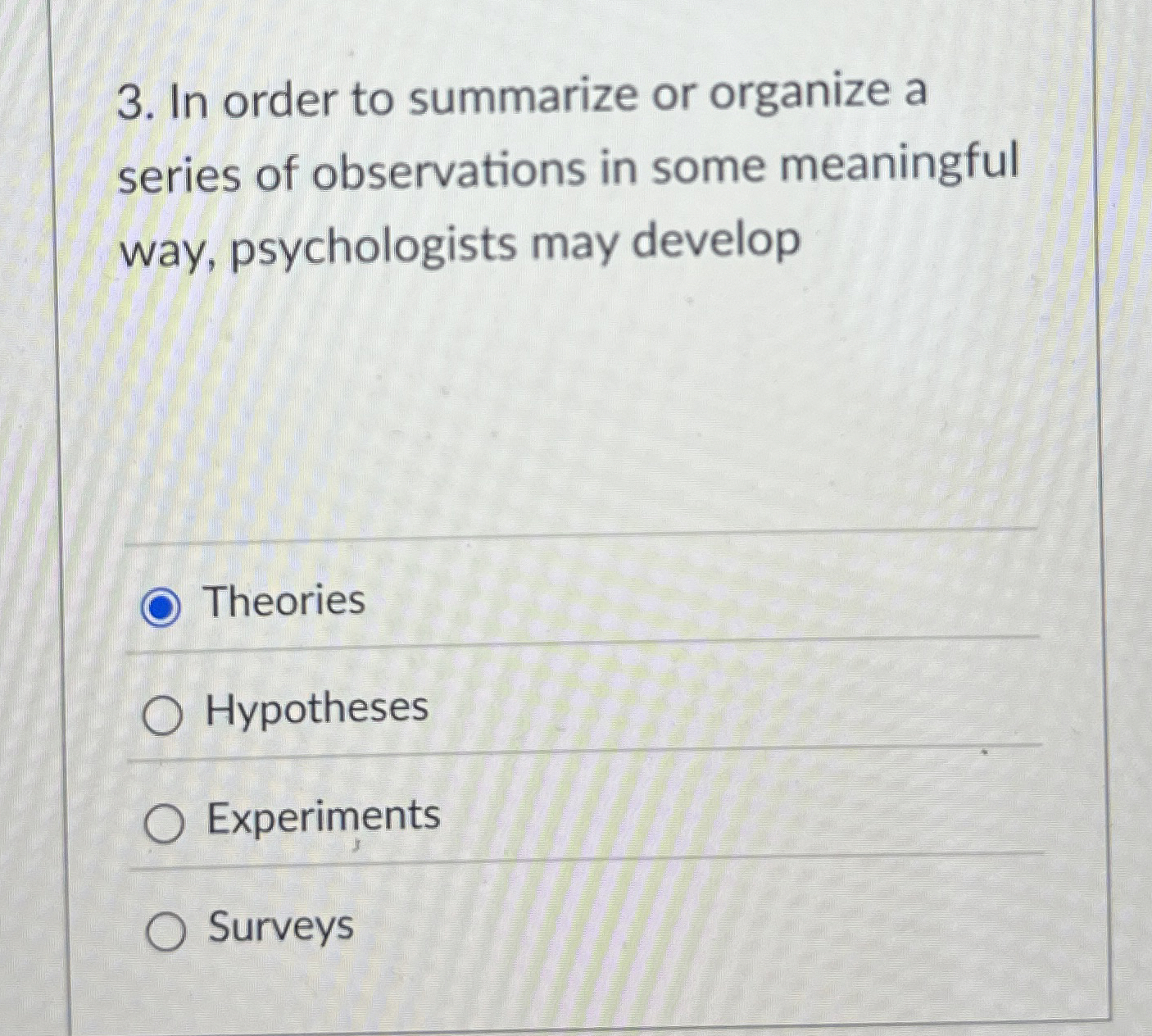 Solved In order to summarize or organize a series of | Chegg.com
