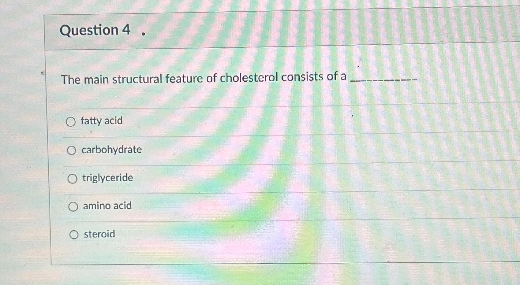 Solved Question 4 .The main structural feature of | Chegg.com