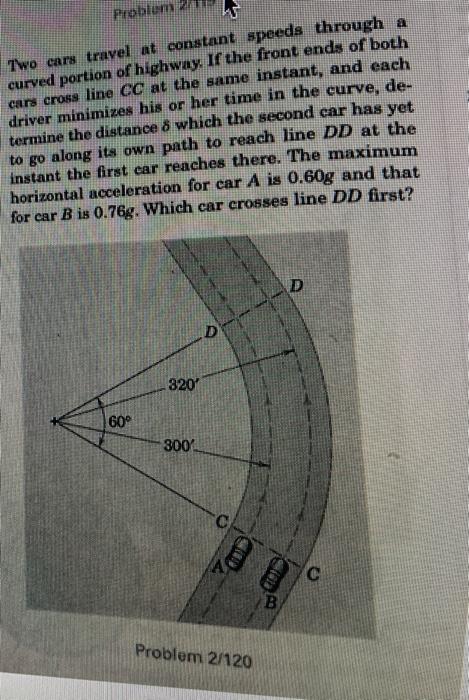 Solved Problem 2 Two cars travel at constant speeds through | Chegg.com