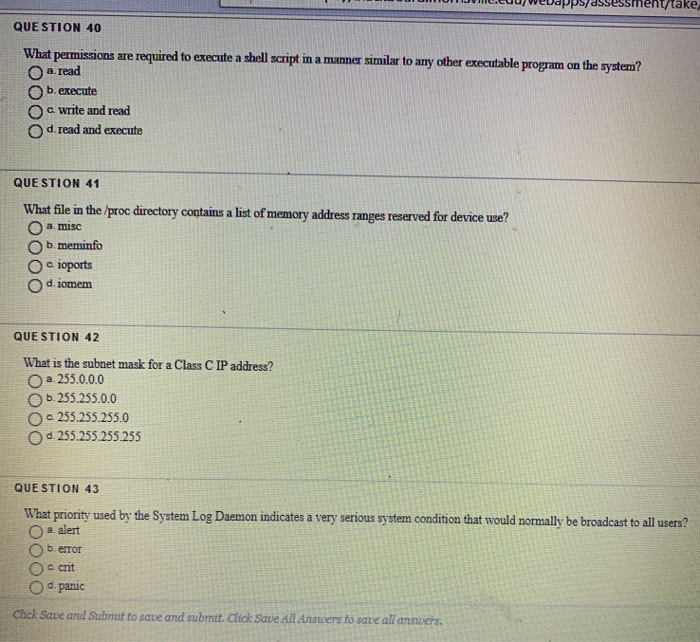 Solved QUESTION 40 What permissions are required to execute | Chegg.com
