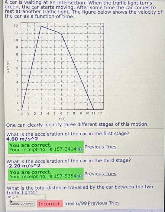 Solved A car is waiting at an intersection. When the traffic | Chegg.com