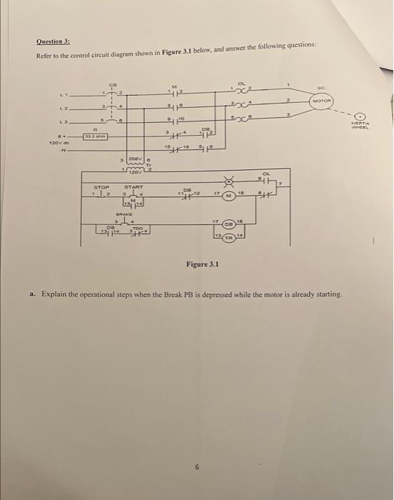 Solved Question 3 Refer to the control circuit diagram shown | Chegg.com
