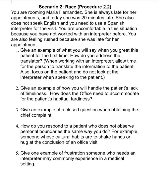 Scenario 2: Race (Procedure 2.2) You are rooming | Chegg.com