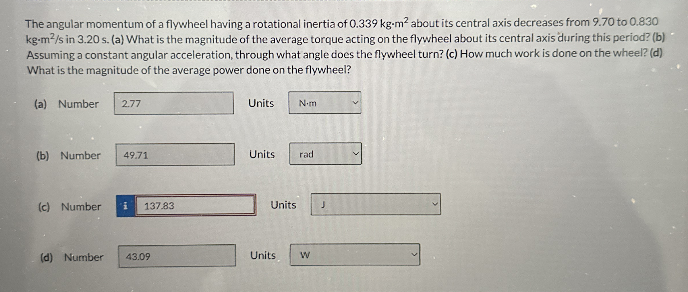 Solved The angular momentum of a flywheel having a | Chegg.com