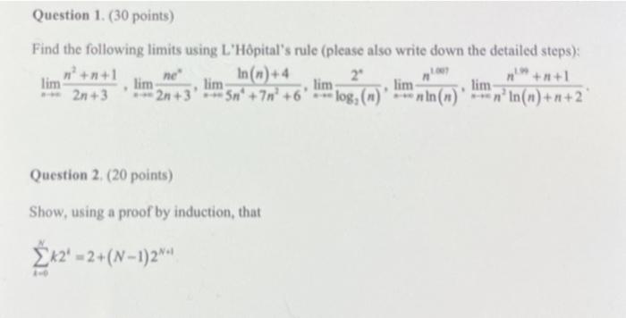 Solved Find the following limits using L'Hôpital's rule | Chegg.com