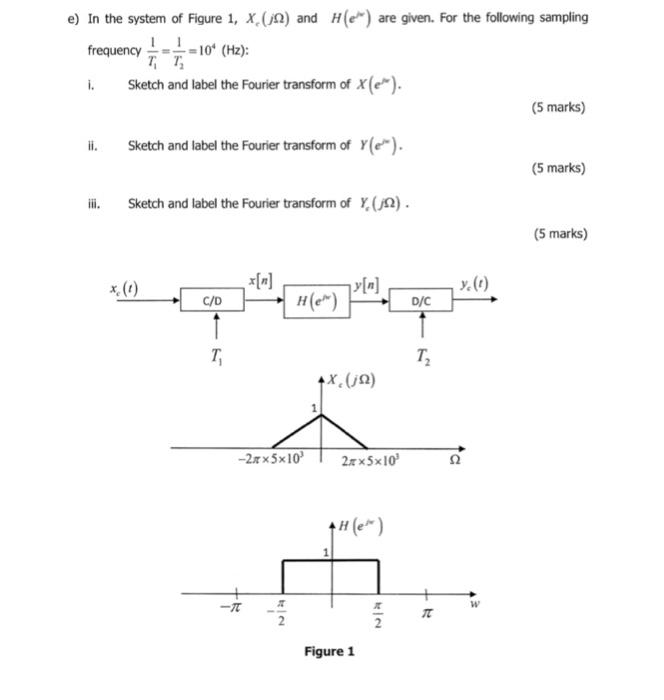 Solved 1110* (Hz): e) In the system of Figure 1, X. (2) and | Chegg.com