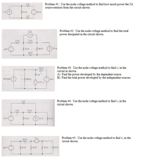 Problem \#2: Use the node-voltage method to find the | Chegg.com