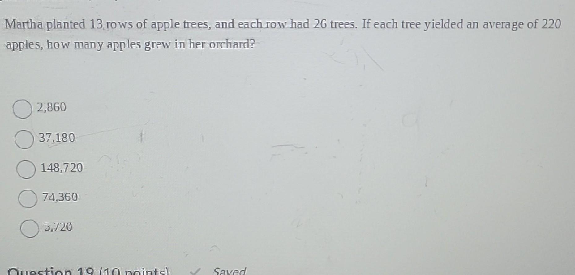 Solved Martha planted 13 rows of apple trees, and each row | Chegg.com