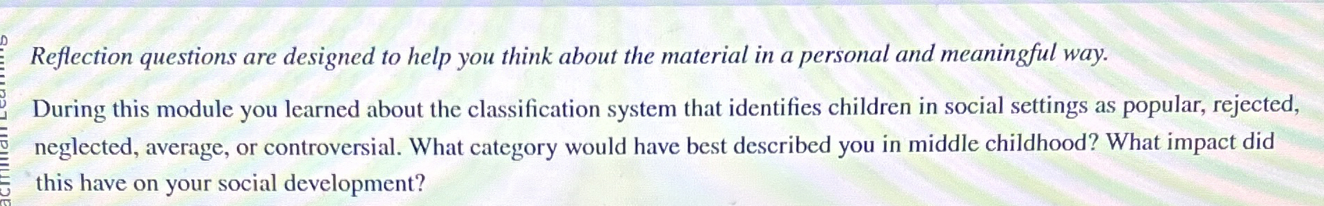 Solved Reflection questions are designed to help you think | Chegg.com