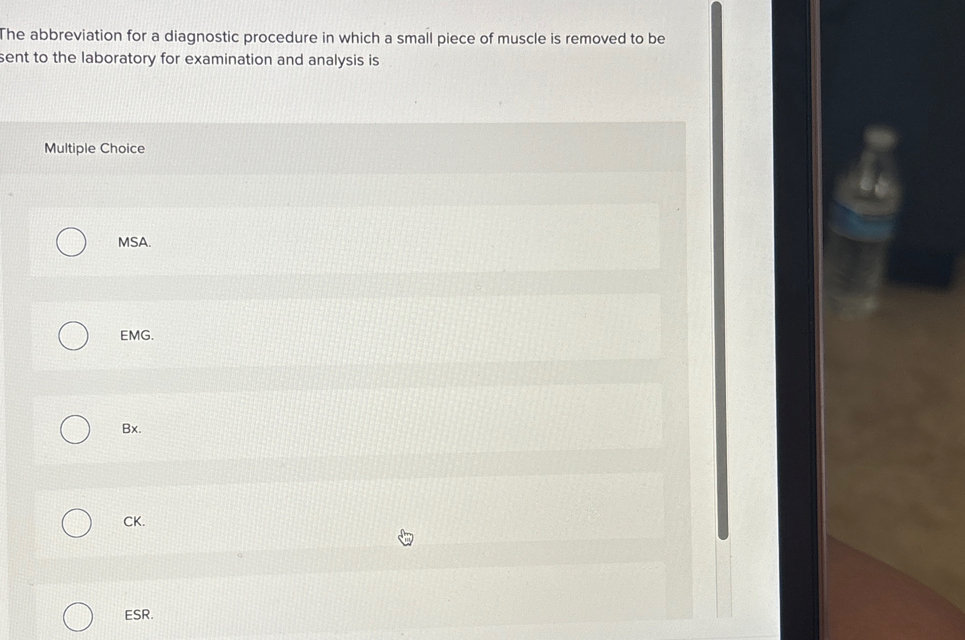 Solved The abbreviation for a diagnostic procedure in which | Chegg.com