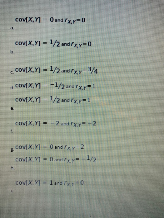 Solved Let X and Ybe joint random variables, Match each | Chegg.com
