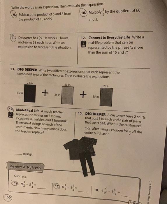 Solved Write the words as an expression. Then evaluate the | Chegg.com