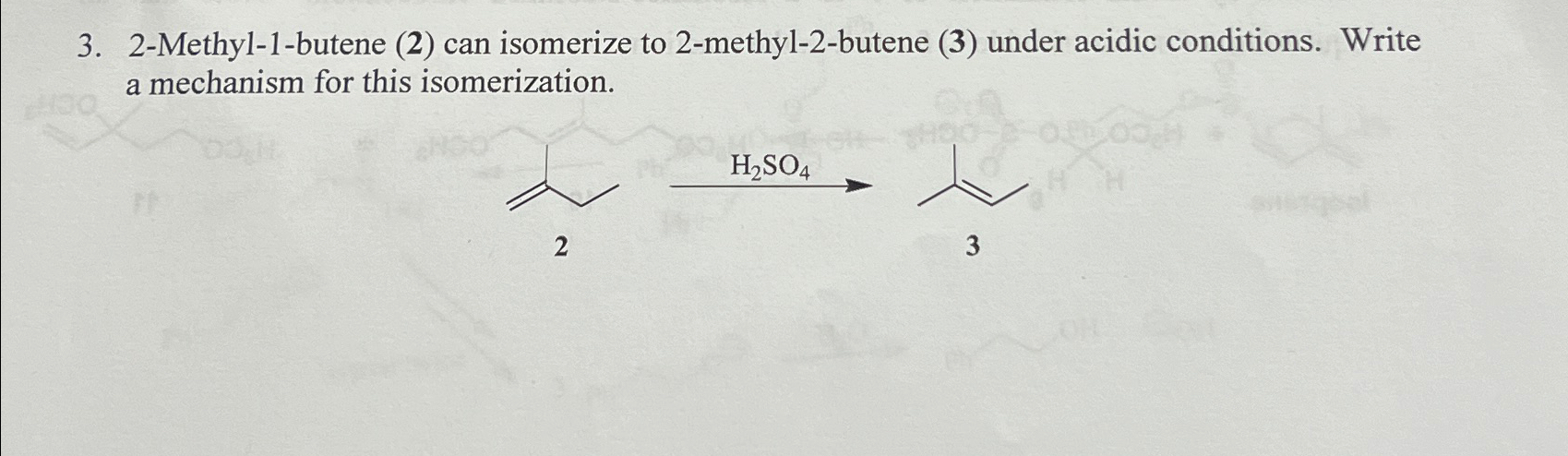 Solved 2-Methyl-1-butene (2) ﻿can isomerize to | Chegg.com