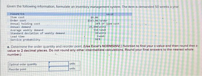 Solved Given the following information, formulate an | Chegg.com