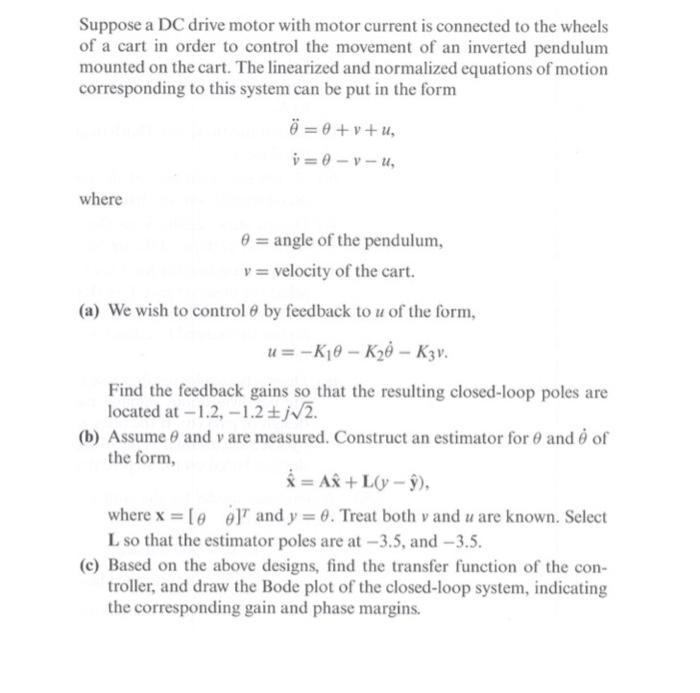 Solved Suppose a DC drive motor with motor current is | Chegg.com