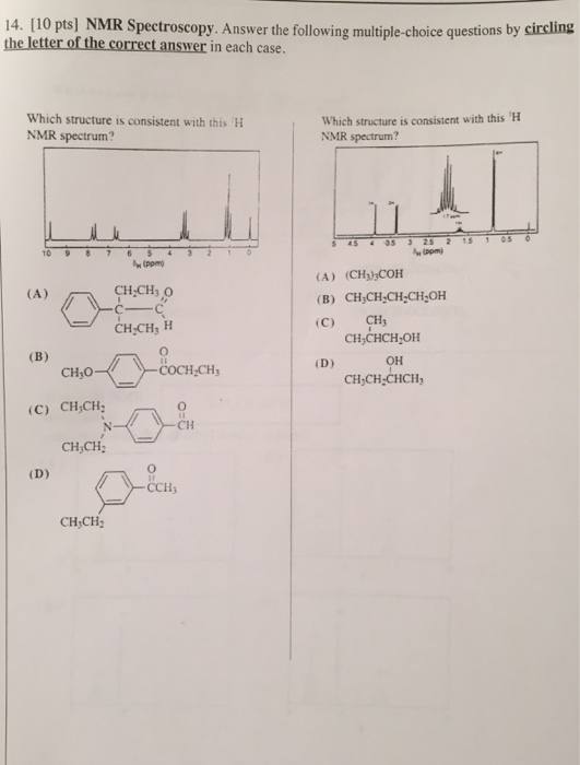 Solved [10 ﻿pts] ﻿NMR Spectroscopy. Answer the following | Chegg.com