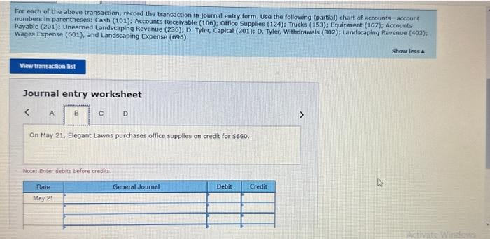 Solved For each transaction, (t) analyze the transaction | Chegg.com