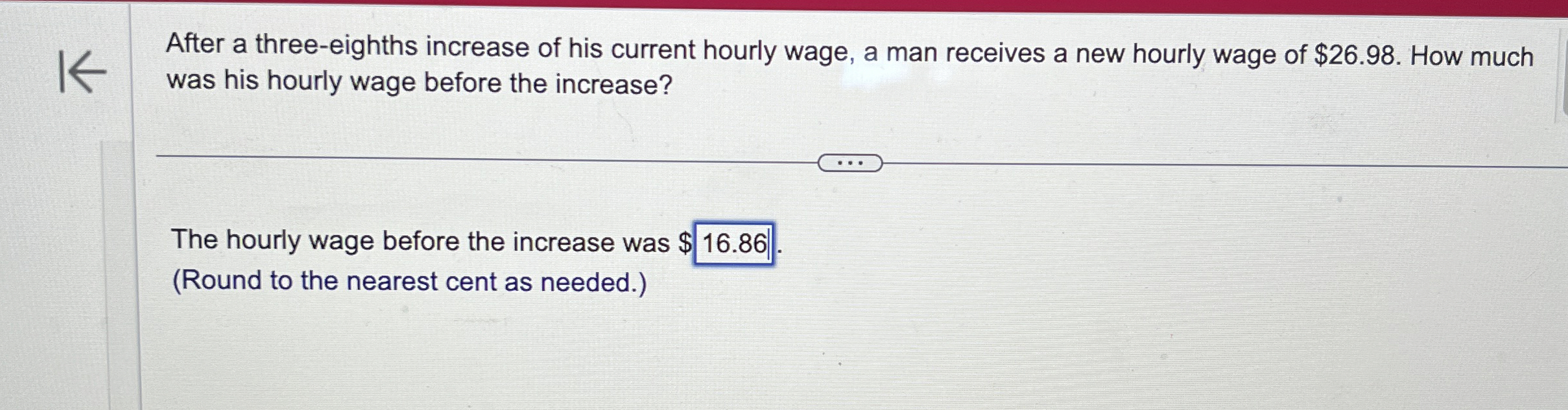 Solved After a three-eighths increase of his current hourly | Chegg.com