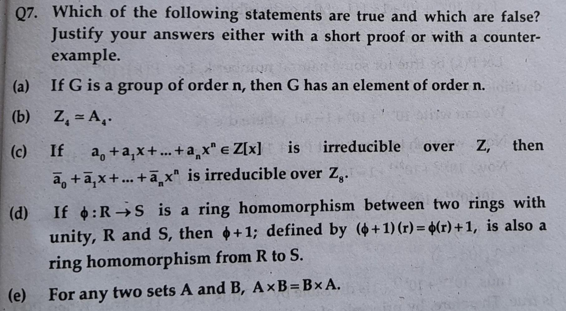 Solved 7. Which of the following statements are true, and | Chegg.com