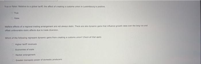 4. Effects of a regienal trading arrangentent. | Chegg.com