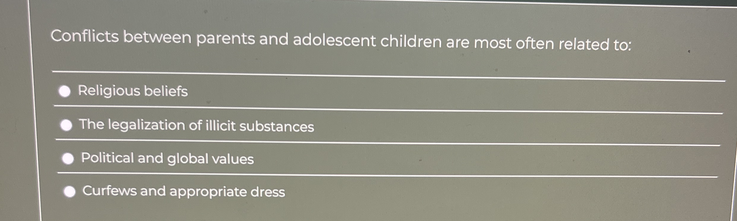Solved Conflicts between parents and adolescent children are | Chegg.com
