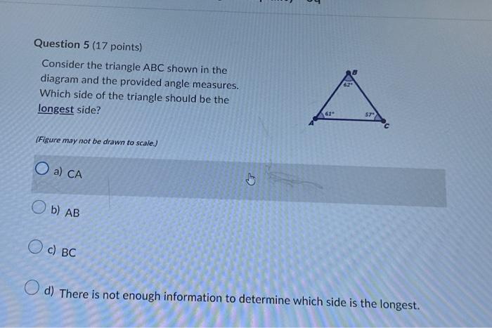 Solved Question 5 (17 points) Consider the triangle ABC | Chegg.com