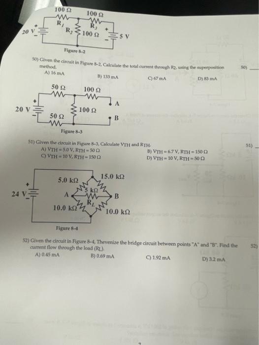 Solved 50) Given the circuit in Figure 8-2, Calculate the | Chegg.com