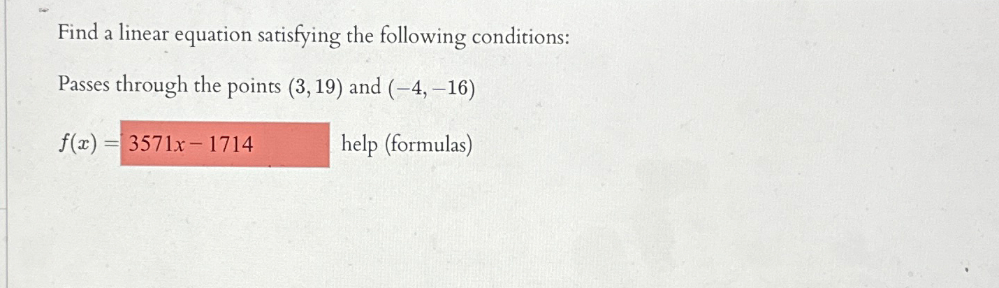 Solved Find a linear equation satisfying the following | Chegg.com