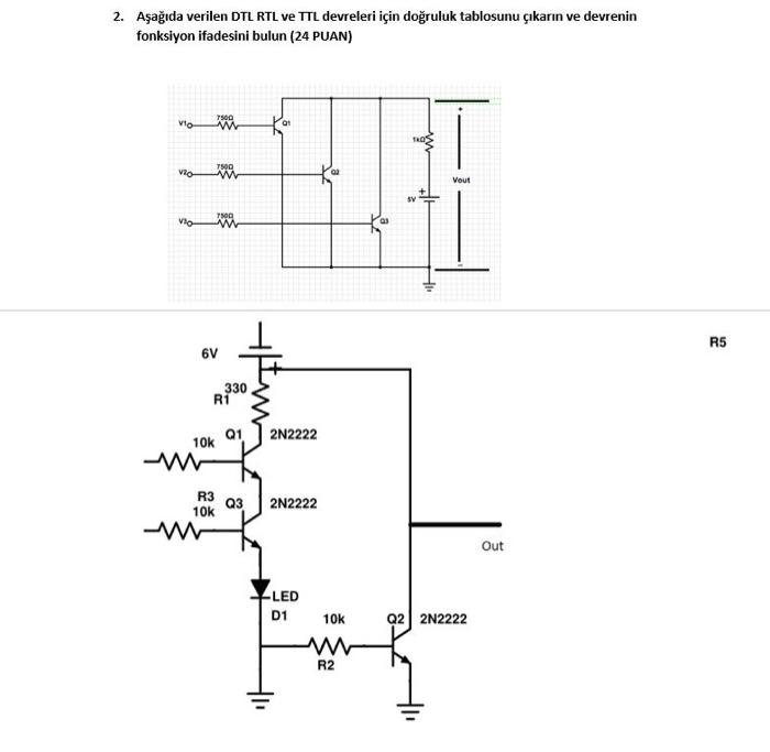 Solved 2. For DTL RTL and TTL circuits given below, extract | Chegg.com