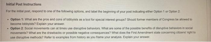 Solved Initial Post Instructions For the initial post, | Chegg.com