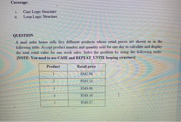 Solved Coverage I Case Logic Structure Loop Logic