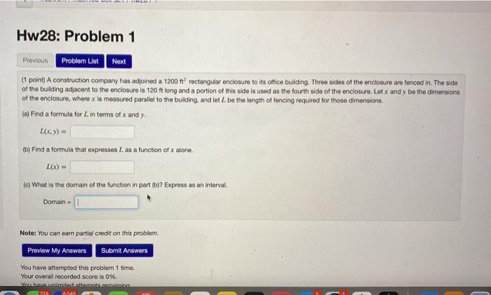 Solved Hw28: Problem 1 Previous Problem List Next point) A | Chegg.com