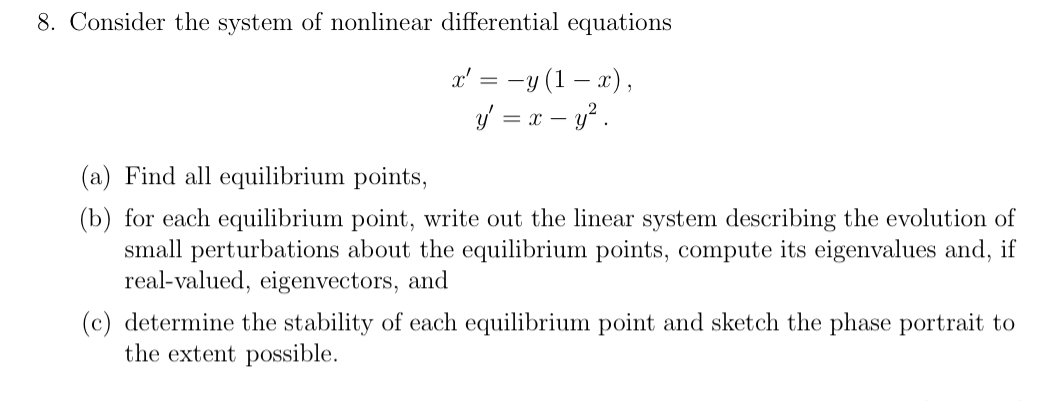 Solved Consider the system of nonlinear differential | Chegg.com