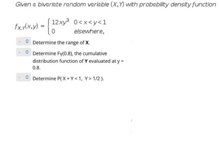 Solved Given a bivariate random variable (X,Y) with | Chegg.com
