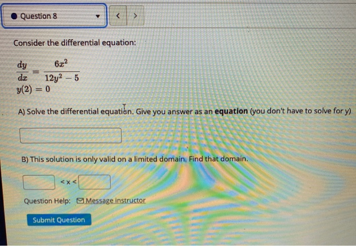 Solved Question 8 > Consider the differential equation: 622 | Chegg.com