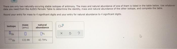 Solved There are only two naturally occuring stable isotopes | Chegg.com