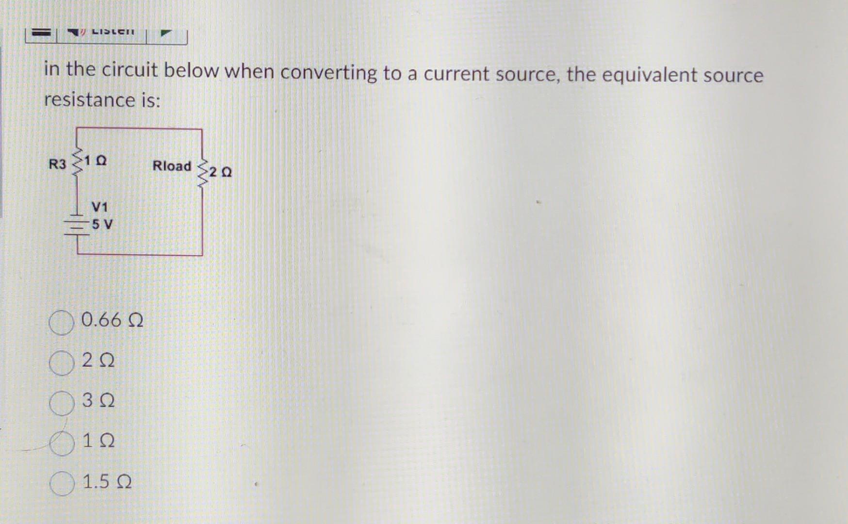 Solved in the circuit below when converting to a current | Chegg.com