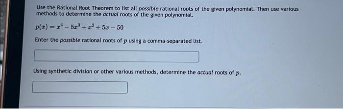 Solved Use the Rational Zero Theorem to list all possible | Chegg.com