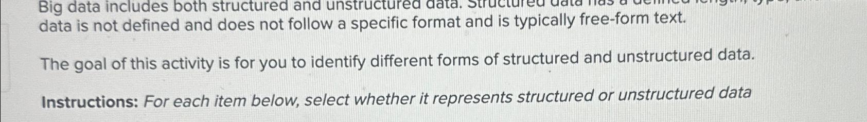 Solved data is not defined and does not follow a specific | Chegg.com